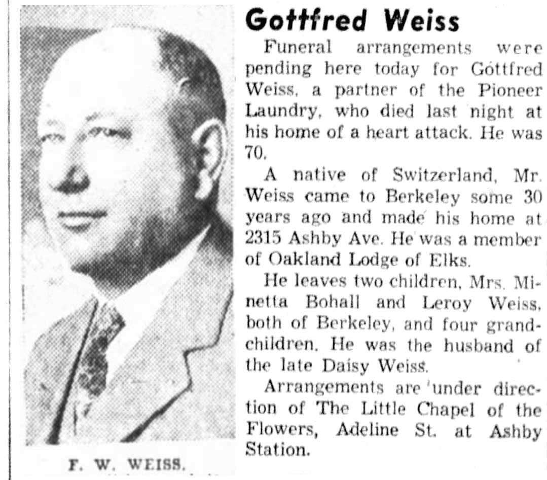 Emeryville Historical Society | Gottfred_Weiss_Obituary